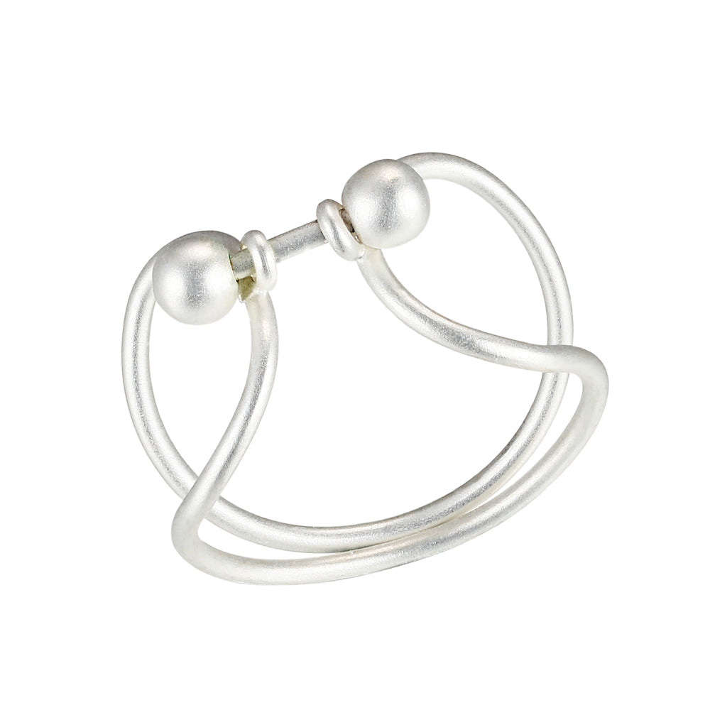 Looped Bar Ring - Silver (Matte Finish) – Yokos Fashion